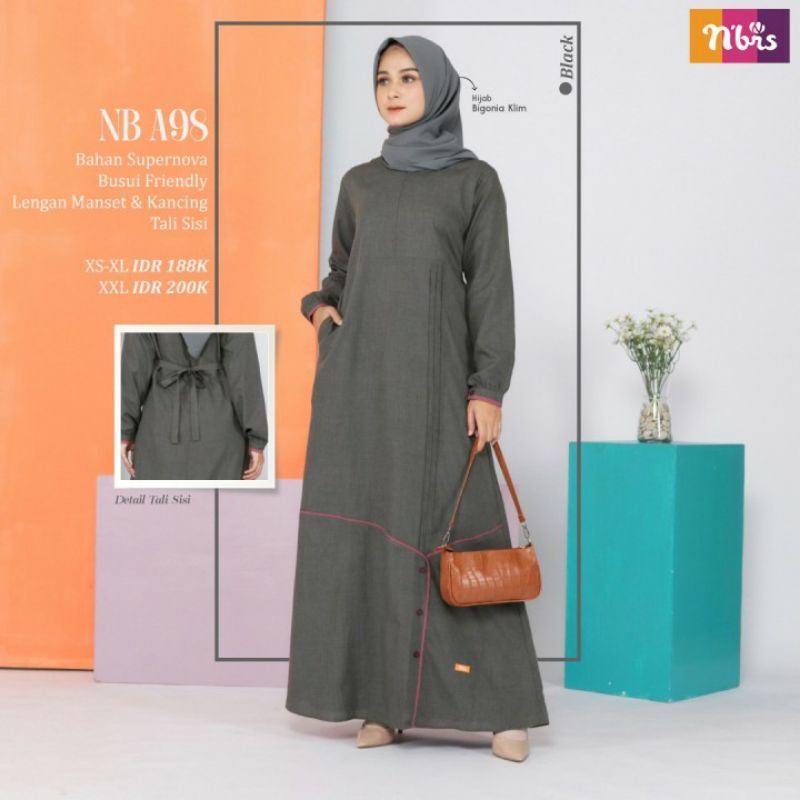 Jual Laila Collection NB A98 BLACK Nibras Gamis Dress Muslim Simple ...