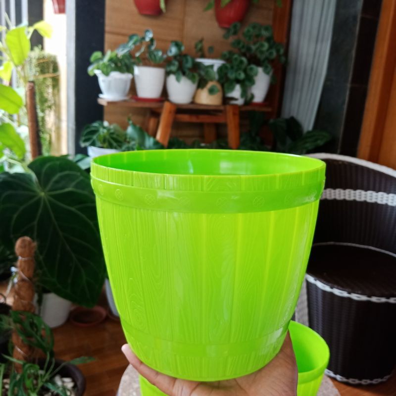 Jual pot gentong hijau / pot tanaman / pot bunga / pot plastik | Shopee ...
