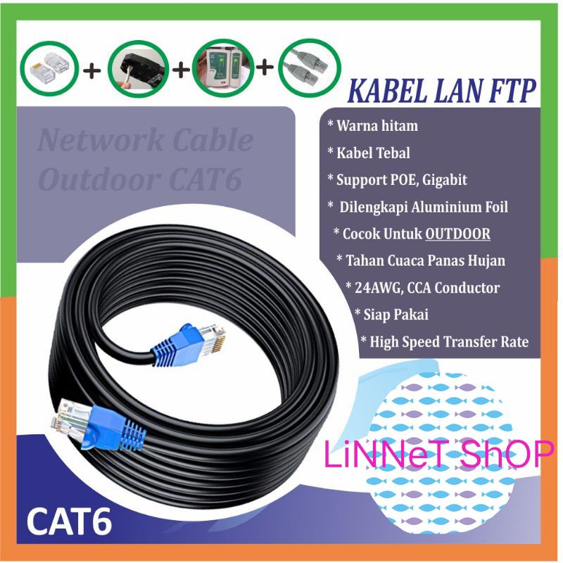 Jual Kabel Lan Cat 6 FTP STP Outdoor Panjang 50 Meter Siap Pakai Cat6 50 M | Shopee Indonesia
