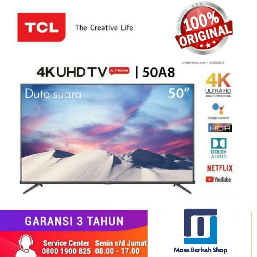 Jual TCL 50A8 UHD android tv TCL 50 INCH 4K Smart Android TV Garansi ...