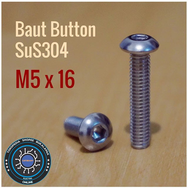 Jual Bolt Baut Button L M5 x 16 Stainless Steel Stenlis | Shopee Indonesia