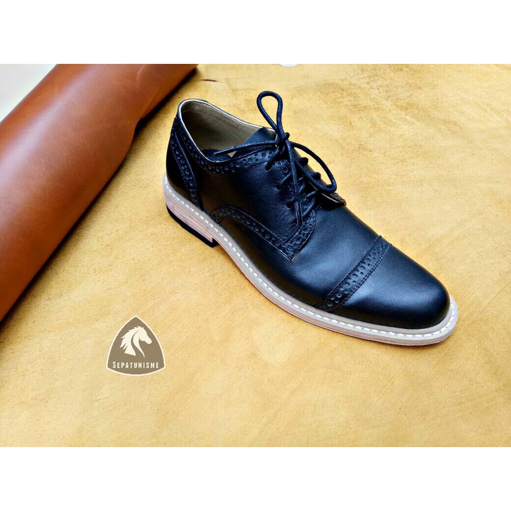 Jual Sepatu Kulit Derby Pantofel Warna Hitam Kulit Sapi Tipe Pull Up ...