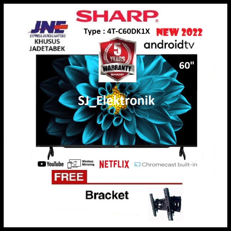 Jual Braket + LED TV Sharp 60 Inch 4T-C60DK1X / 60DK1X AndroidTV 11 UHD 4K | Shopee Indonesia