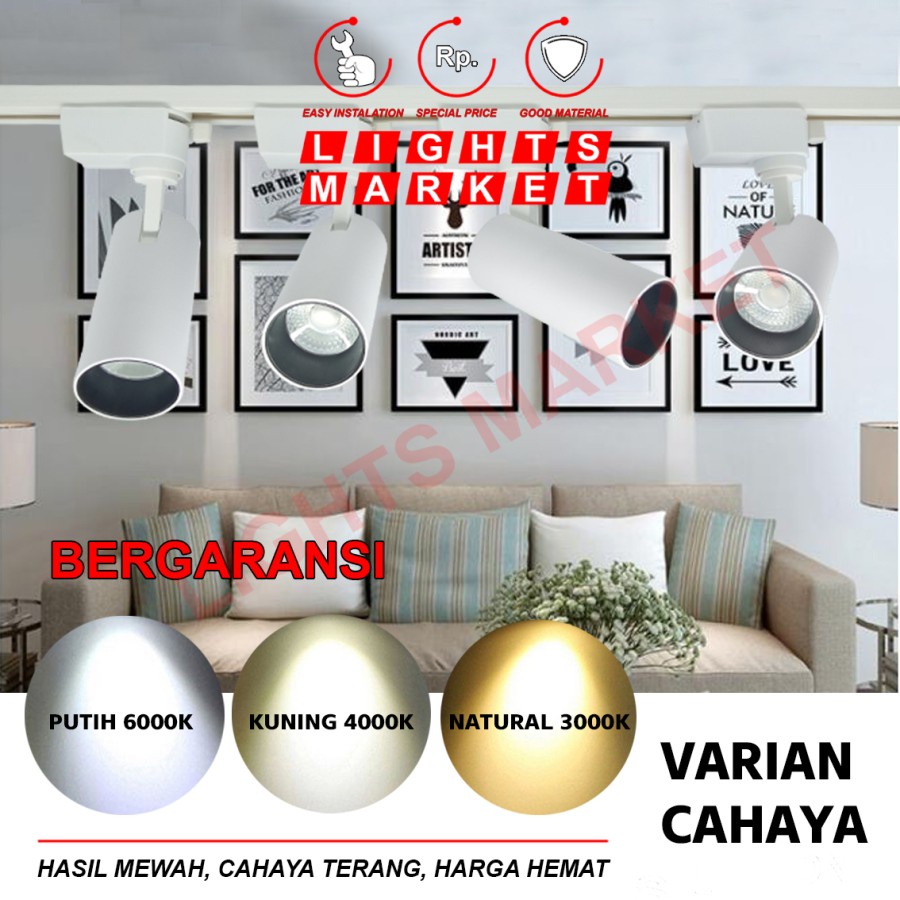 Jual Paket 1 Set 4 Lampu Rell Track LED Sorot Lampu Sorot Tracklight Rel Spotlight 20W 20 Watt ...