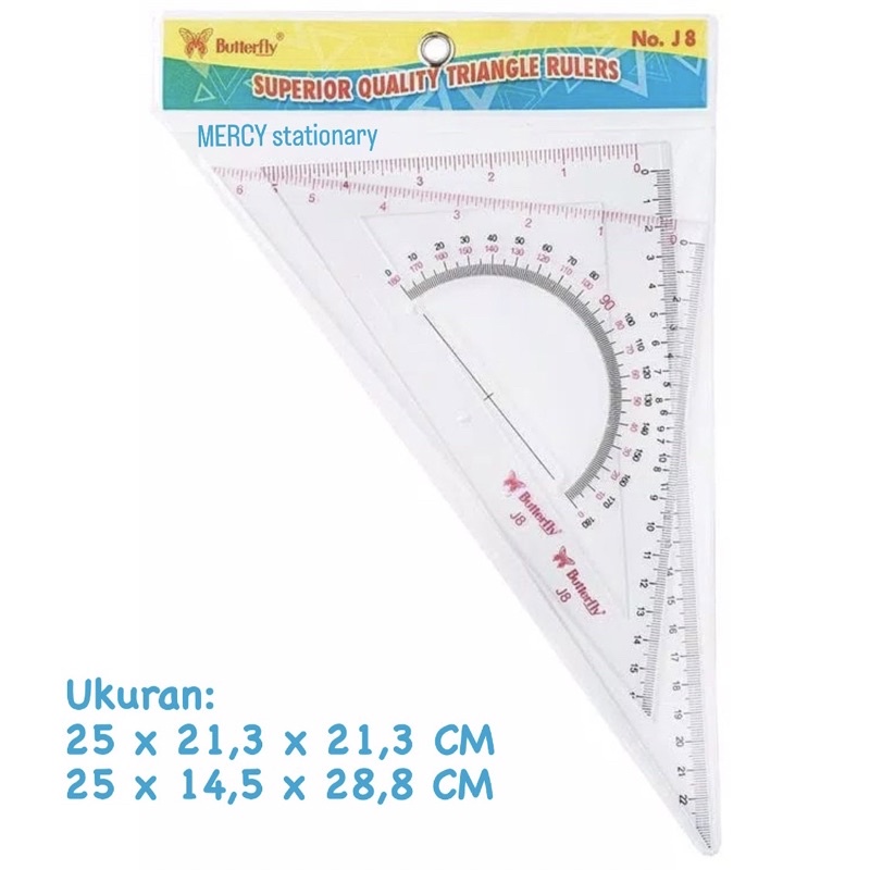 Jual Penggaris Segitiga No. 8 / J-8 Butterfly Classic Triangle Ruler ...