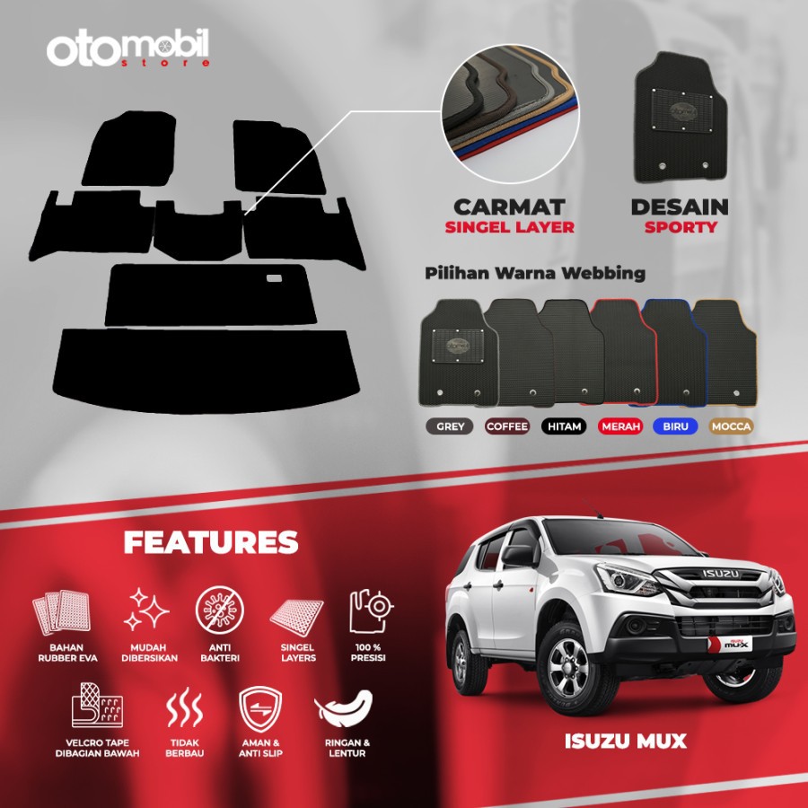 Jual Karpet Mobil Isuzu MUX Bahan Single Layer Rubber Eva Premium ...