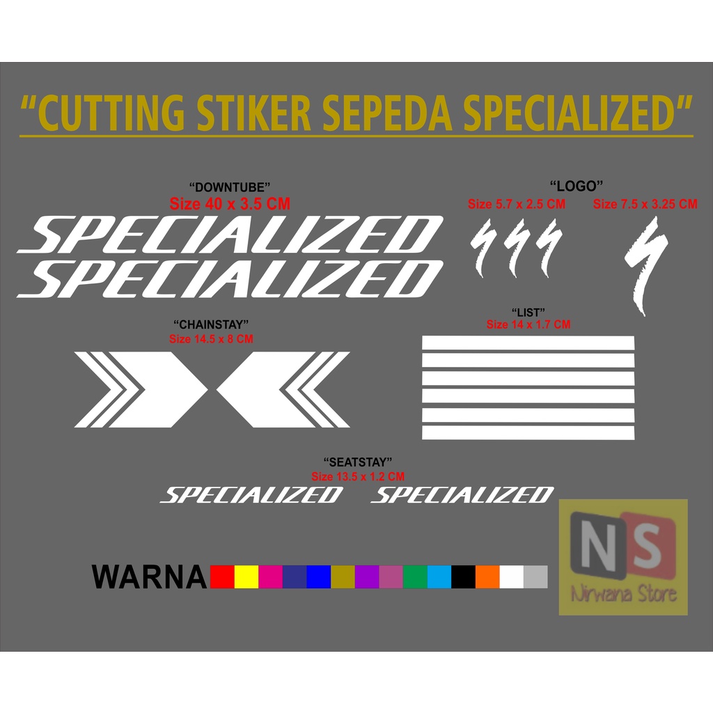 Jual stiker Specialized decal cutting sticker sepeda V1 roadbike MTB ...