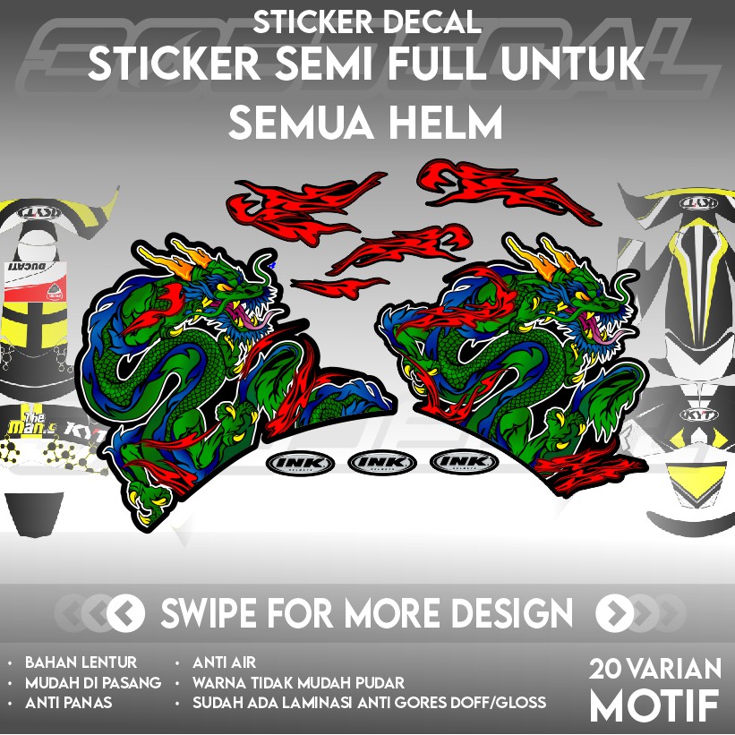 Jual Sticker Decal Helm SEMIFULL universal Part 1| Decal sticker ...
