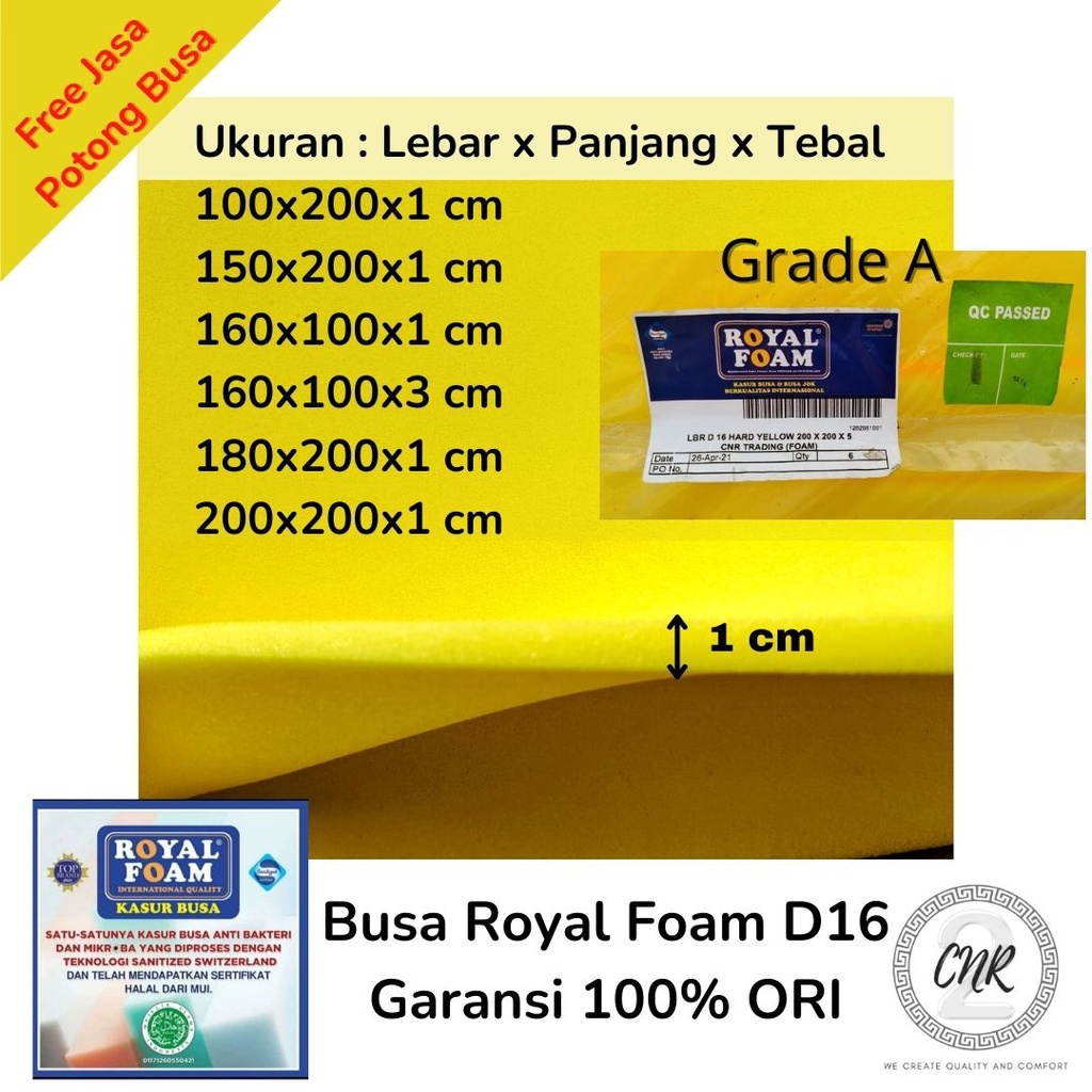 Jual Busa lembaran busa royal foam density 16, busa yellow/green tebal ...