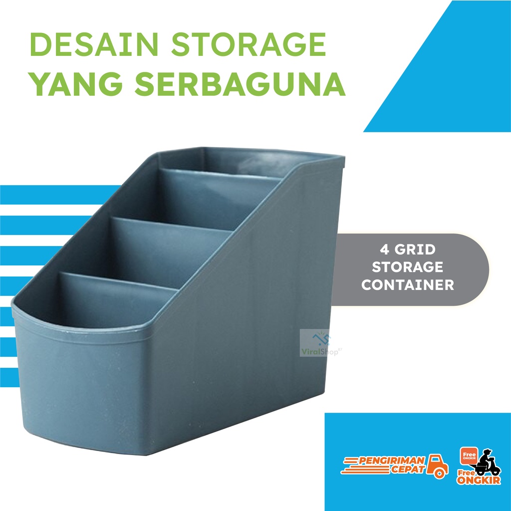 Jual Desk Organizer Tempat Alat Tulis Box 4 Grid Storage Kotak Stand ...