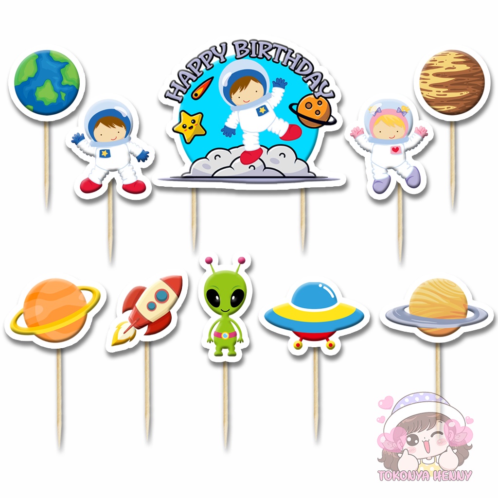 Jual Topper Cake Hiasan Kue Ulang Tahun motif ASTRONOT ASTRONAUT ...