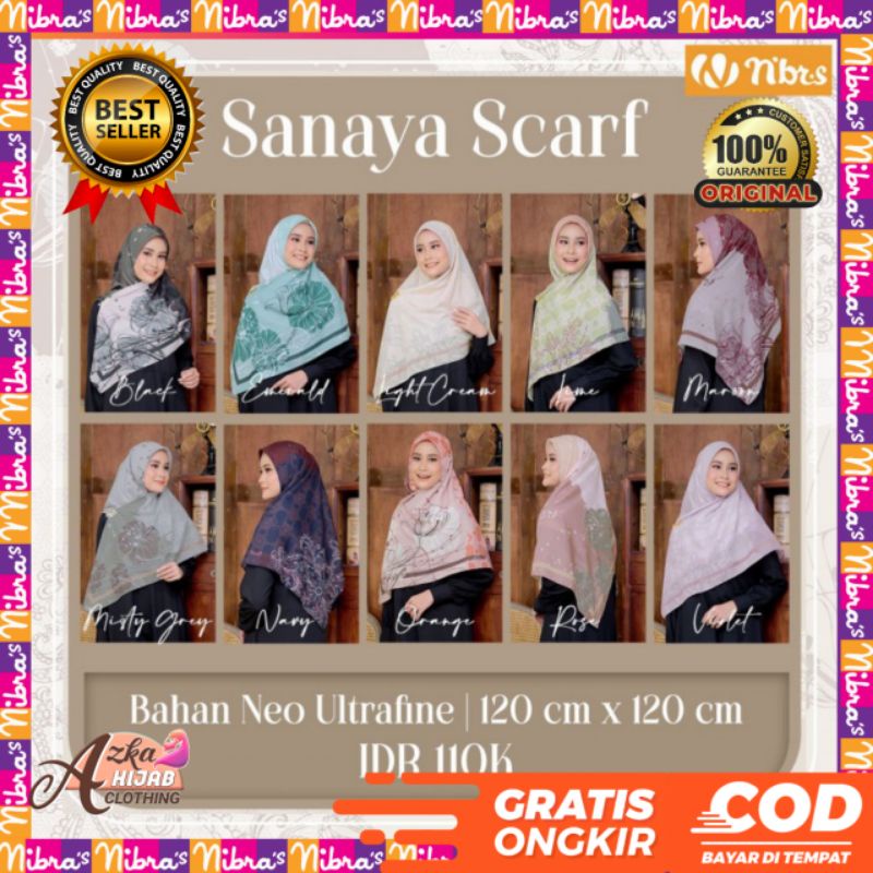 Jual NIBRAS HIJAB SCARFT MOTIF SANAYA/ VOAL MOTIF / VOAL PREMIUM / KERUDUNG SEGI EMPAT MOTIF ...
