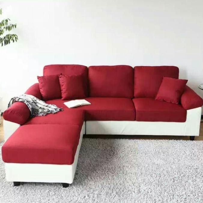 Jual Sofa L Shape Sofa Minimalis Sofa Merah Cantik Curpleheart | Shopee ...