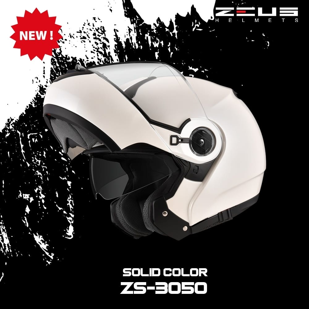 Jual ZEUS 3050 WHITE MODULAR FLIP UP DOUBLE VISOR | Shopee Indonesia