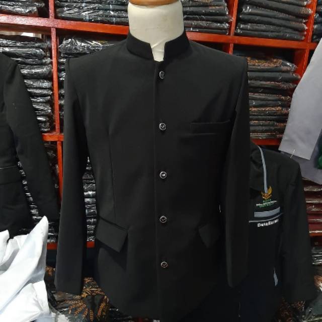 Jual Jasko Hitam Polos Jas Koko Pria Dewasa Jas Mandarin Atasan Muslim ...
