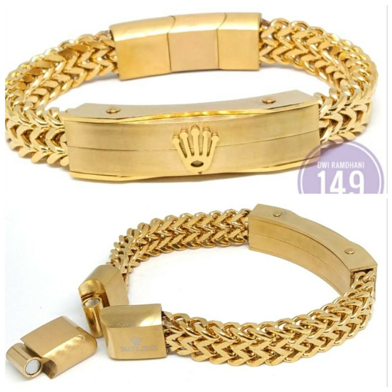 Jual Gelang Titanium Pria model Rantai ZIGZAG Anti karat | Shopee Indonesia