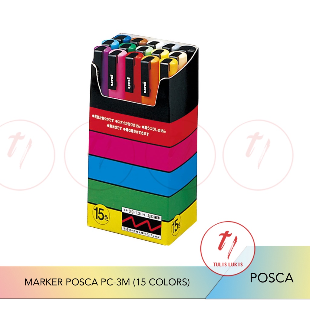 Jual SPIDOL UNI POSCA MARKER PC-3M SET 15 | Shopee Indonesia