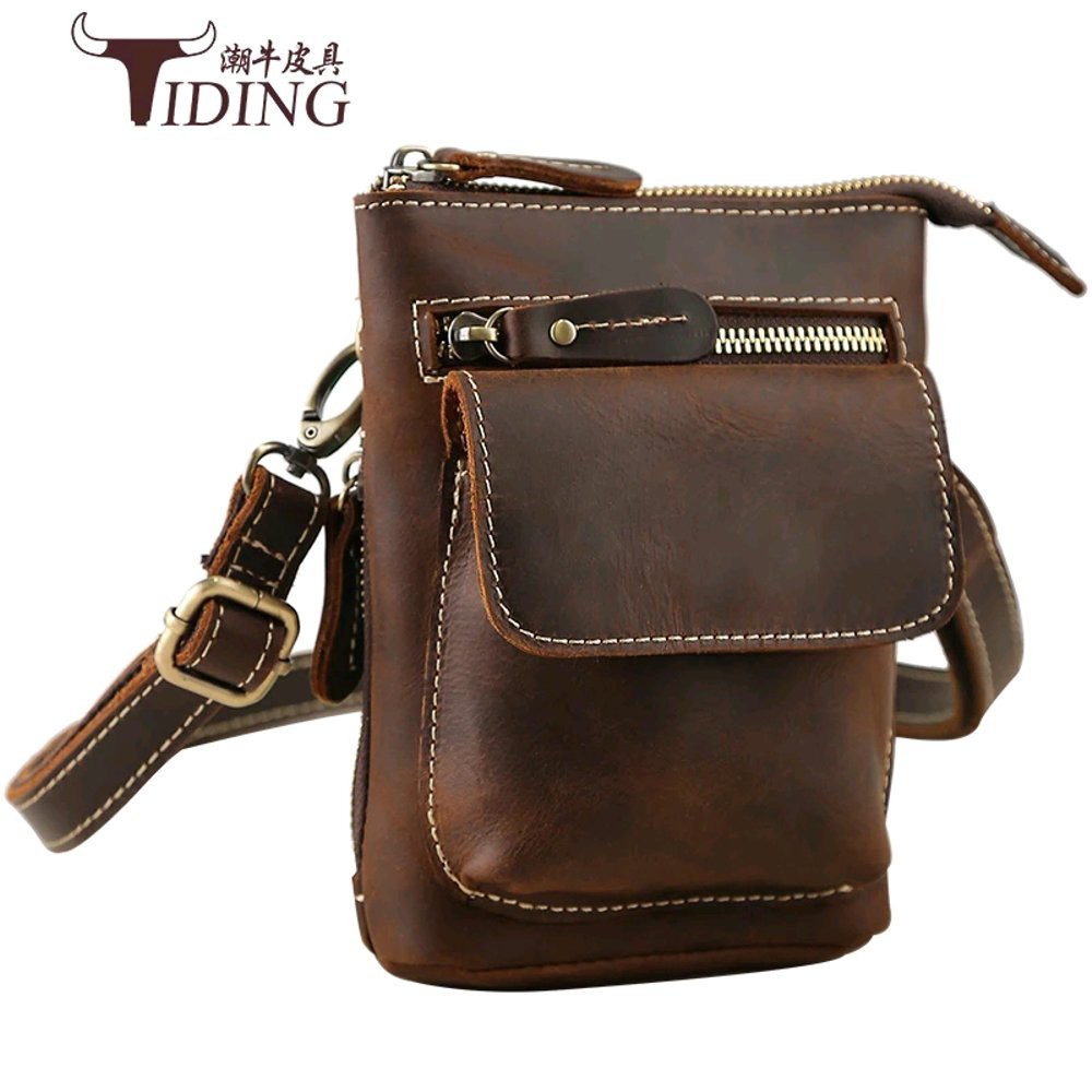 Jual Tas selempang pria Kecil kulit asli- Tas ikat pinggang sabuk/ Tas dompet handphone kulit ...