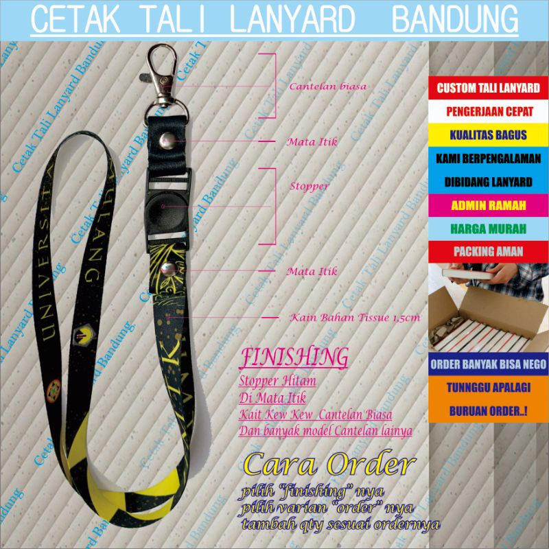 Jual Tali Lanyard id card custome printing 1, 5 cm 2 sisi/Cetak tali ...