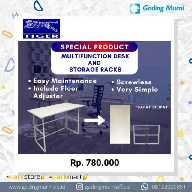 Jual Roka Table /Meja Multifunction desk and storage racks | Shopee ...