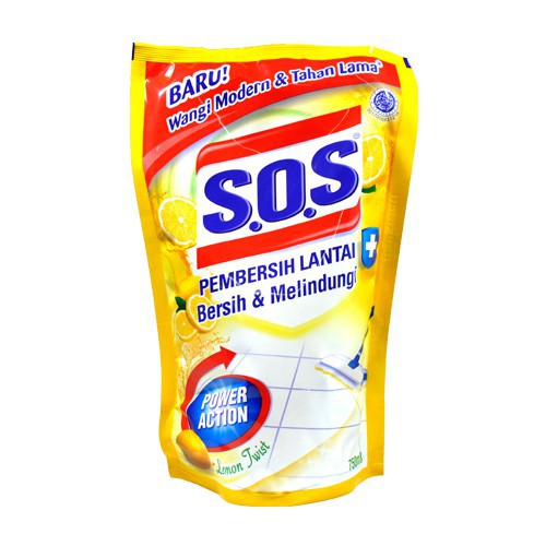 Jual SOS Floor Cleaner Refill 750 ml Pouch Lemon Twist Sabun Cuci ...