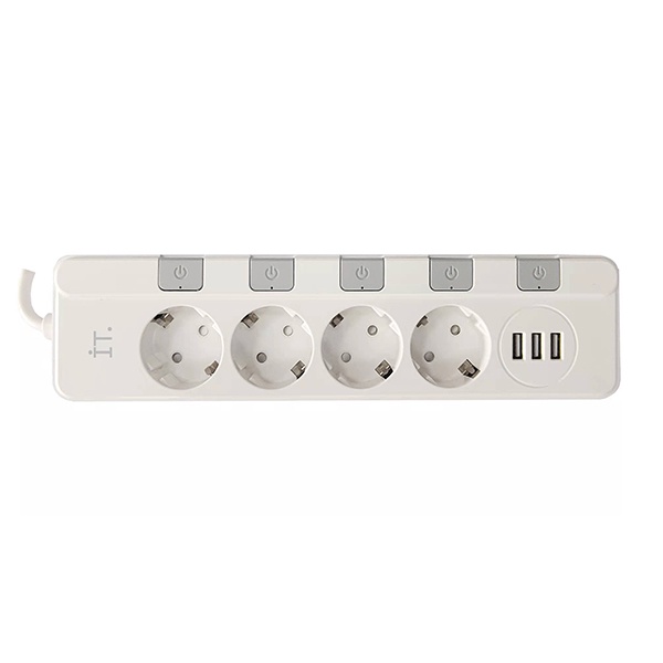 Jual IT Smart Power Socket Extension PS01 - 4 Port Power 3 Port USB - White | Shopee Indonesia