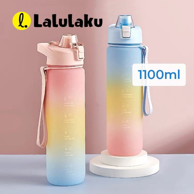 Jual botol minum gradiasi doff rainbow 1100 ml botol minum korea viral | Shopee Indonesia