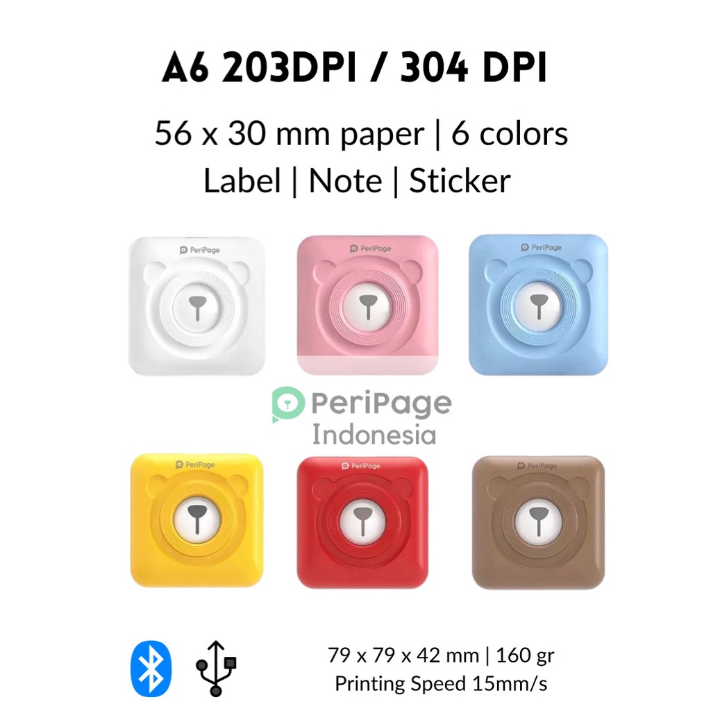 Jual Printer PeriPage A6 Printer Thermal Bluetooth Kasir Barcode Label ...