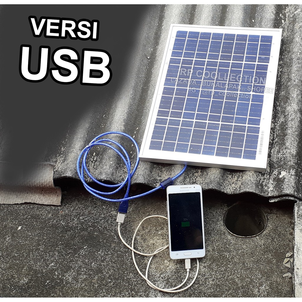 Jual Charger Matahari Panel Surya USB atau Capit Aki 10WP 1A - Portable ...
