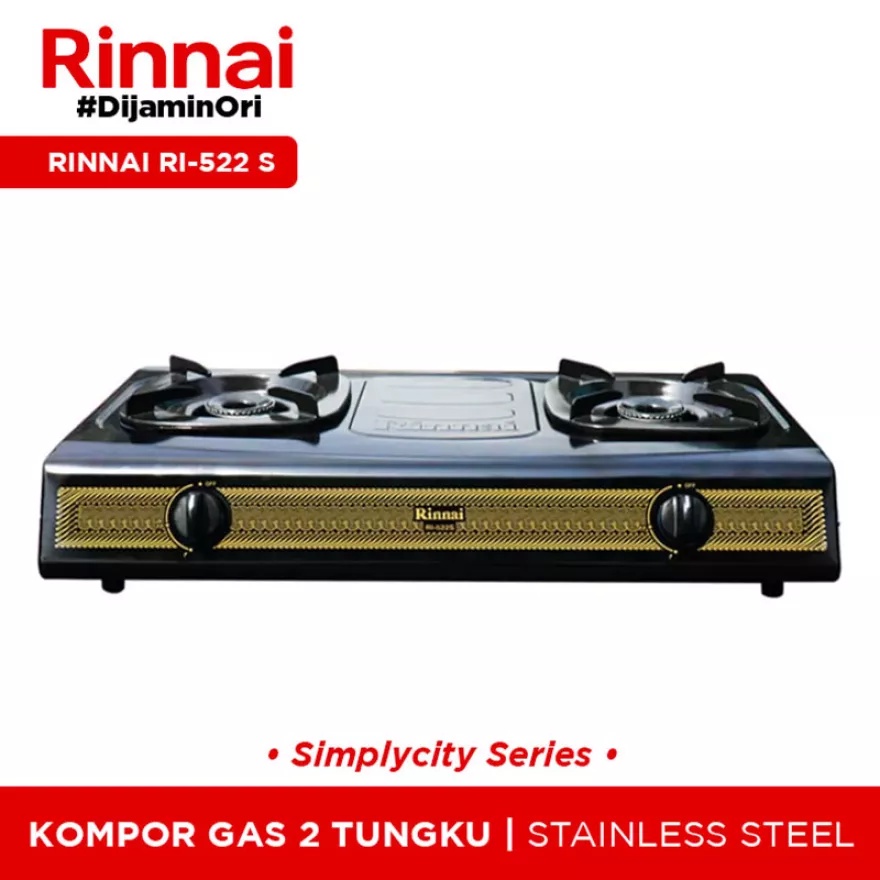 Jual Rinnai Kompor Gas 2 tungku + SELANG REGULATOR RI 522C , RI 522E ...