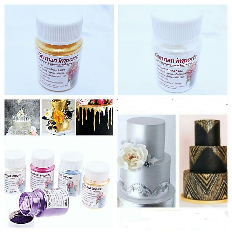 Jual 1 pcs 15 g edible gold atau silver powder food coloring pewarna ...