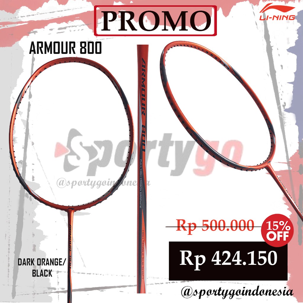 Jual PROMO!!! RAKET LINING ARMOUR 800 (FREE COVER, SENAR) | Shopee ...