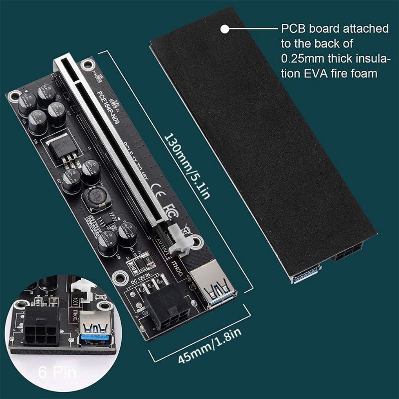 90 Degree Adapter 3-Pack PCI-E 1x Riser Cards - 90 Degree Right Angle ...