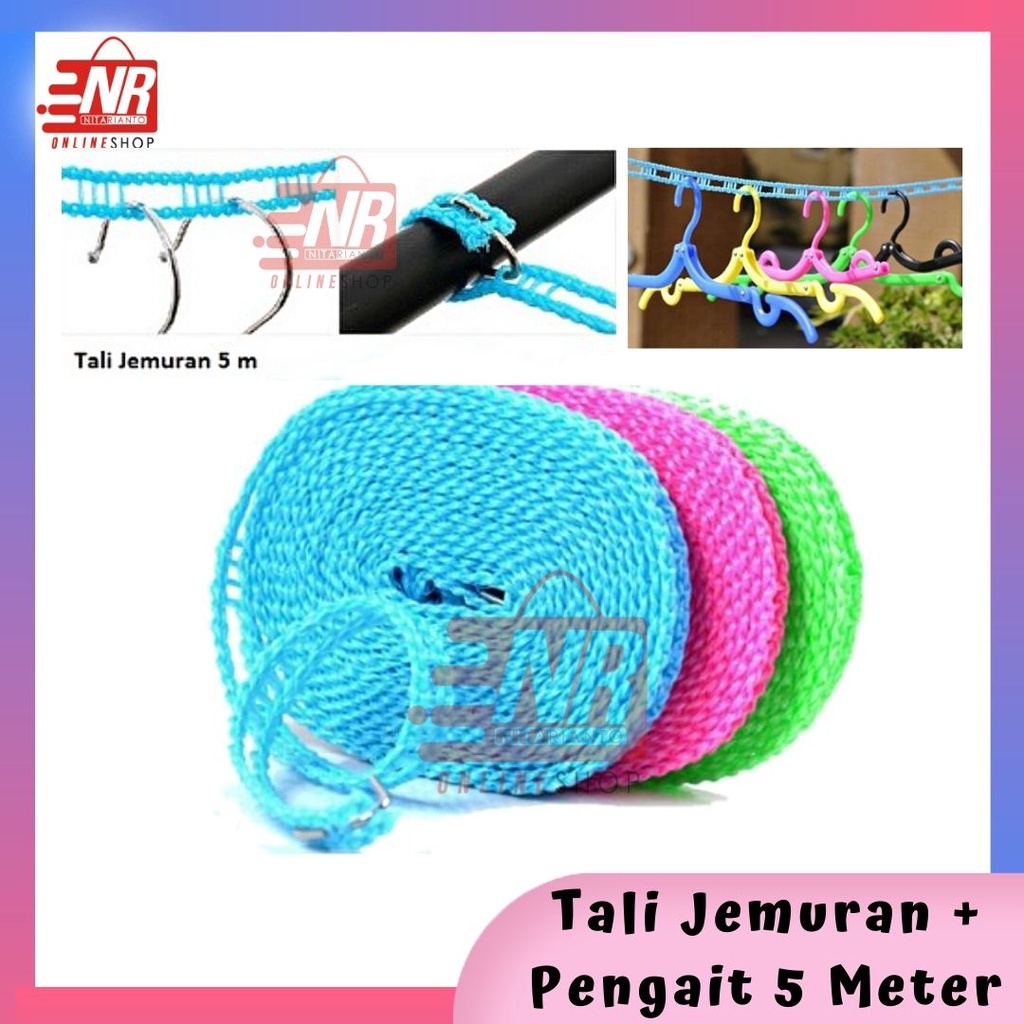 Jual Tali jemuran / Jemuran baju / Jmeuran hanger / Tali jemuran 5 ...