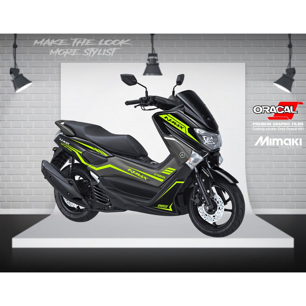 Jual CUTTING STICKER NMAX HITAM DENGAN STRIPING HIJAU STABILO BAHAN ...