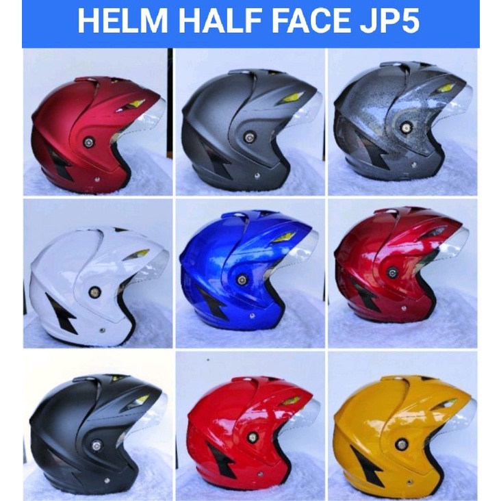 Jual HELM HALF FACE JP5 POLOS UKURAN BESAR | Shopee Indonesia