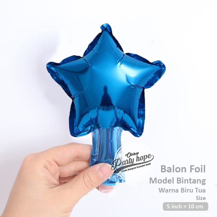 Jual balon foil Bintang Mini Biru Tua 10 cm / balon star / balon star ...