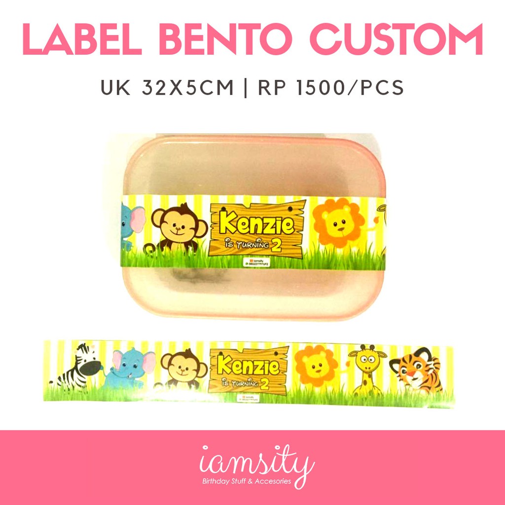 Jual Label bento custom ultah anak sticker label nasi kuning wrapper ...