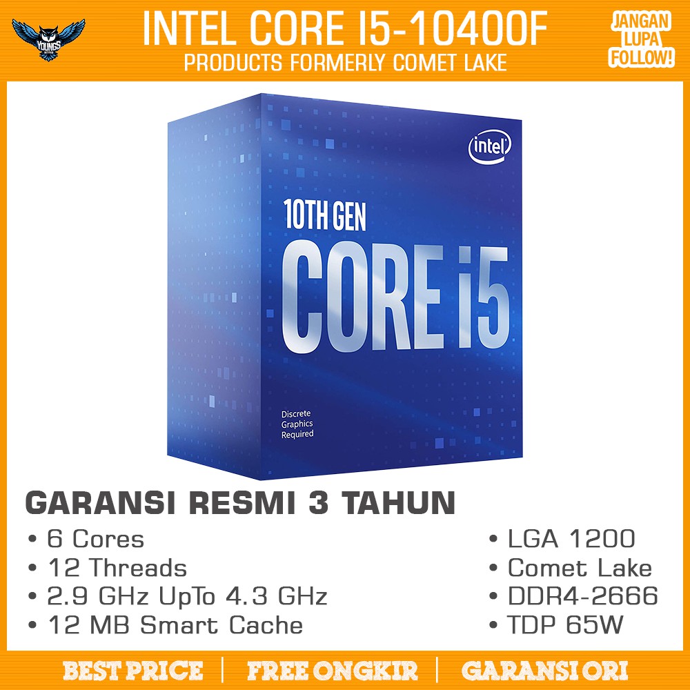 Jual INTEL CORE I5 10400F 2.9GHz UpTo 4.3GHz LGA 1200 Gen 10th BOX PROCESSOR | Shopee Indonesia