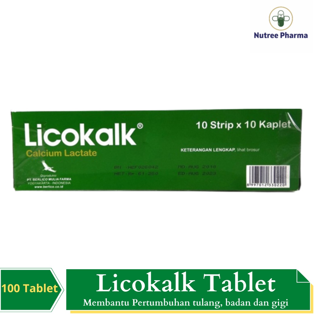 Jual LICOKALK 500 MG BOX ISI 100 KAPLET | Vitamin Tulang / Kalsium ...