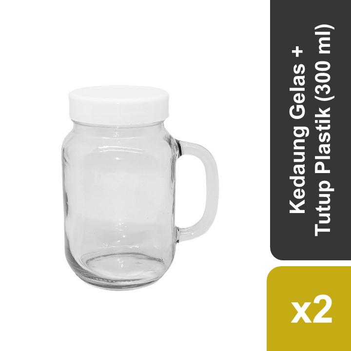 Jual Kedaung Gelas Dengan Tutup Plastik / Drinking Jar with Plastic Cover 300 ml x 2 | Shopee ...