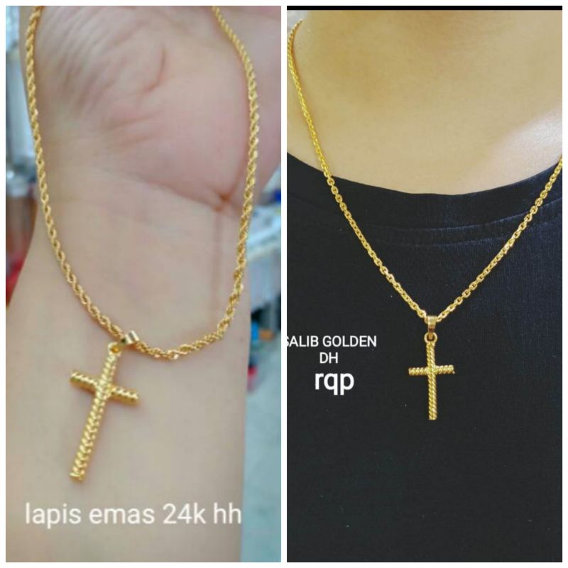 Jual Kalung salib replika emas 24 k, bisa disepuh/dicuci ulang,cocok ...