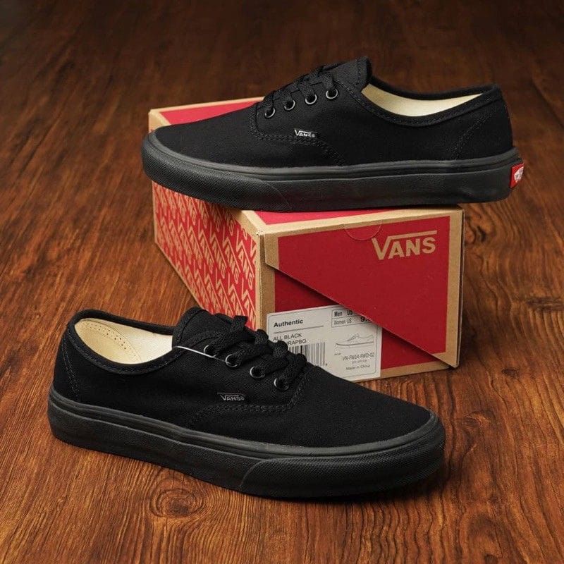 Jual Restok Sepatu Vans Authentic Full Black Import murah | Shopee ...