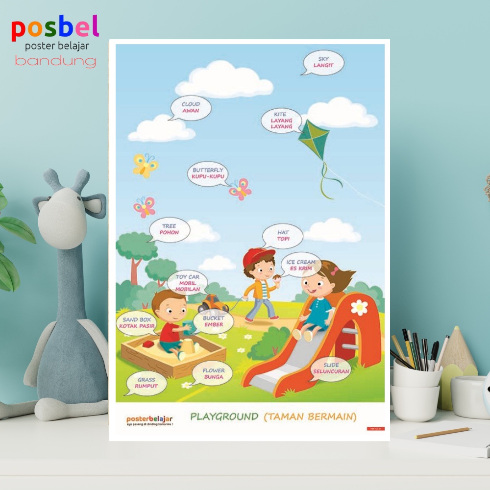 Jual Poster Anak Edukatif Belajar Mengenal Aktifitas tema Taman Bermain ...