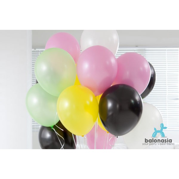 Jual Balon Latex Metalik Mix 30 pcs (hitam, putih, green, pink, kuning ...