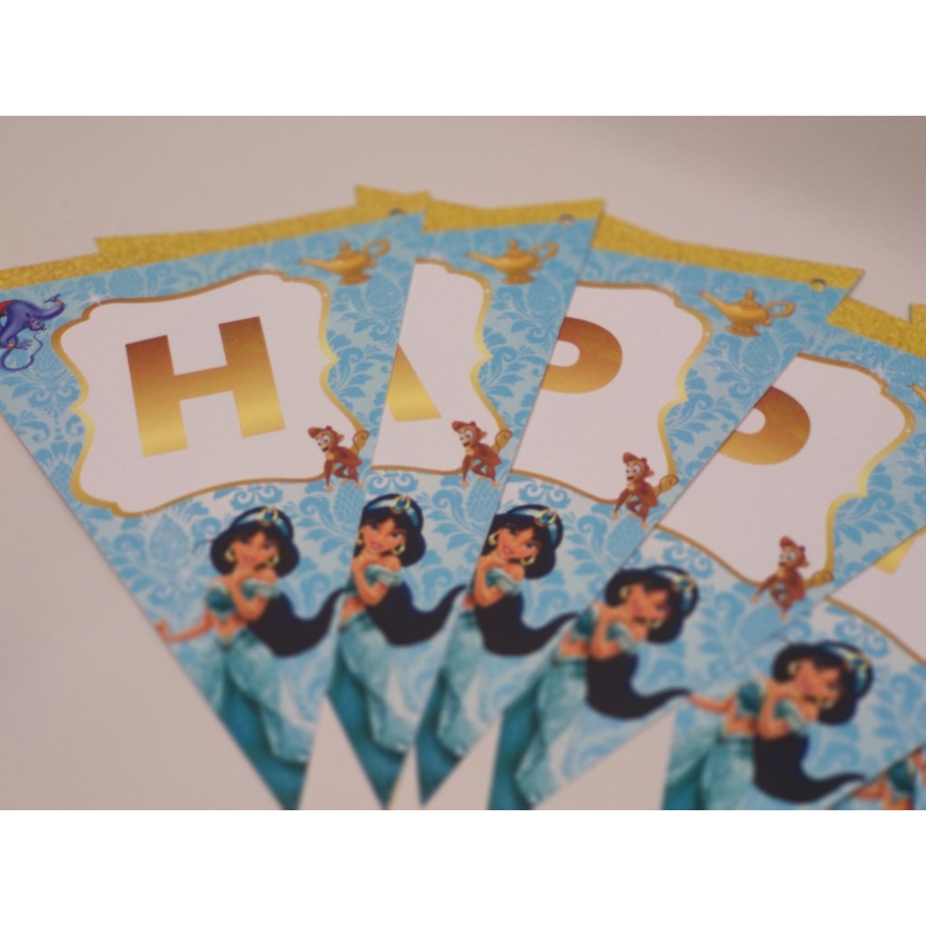 Jual Bunting Flag Aladdin Princess Jasmine / Bendera Ulang Tahun ...