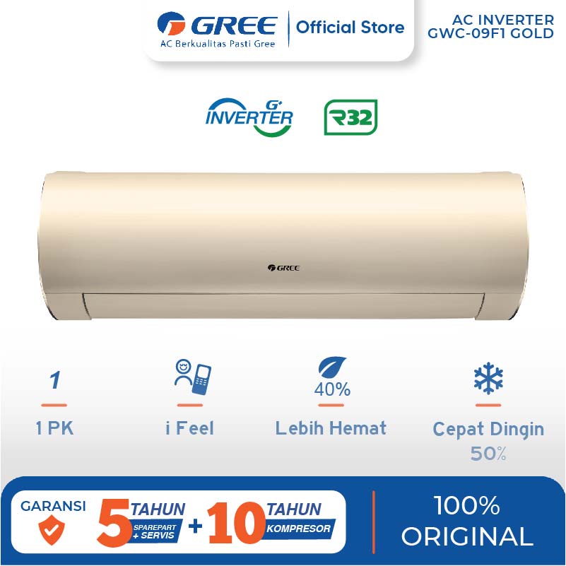 Jual GREE AC F1 SERIES - INVERTER 1 PK - GWC-09F1 - GOLD (Unit Indoor ...