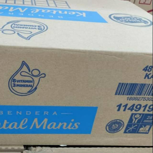 Jual Susu Bendera SKM Kental Manis KALENG Putih per DUS Biru Full Cream vanilla isi 48pcs x ...