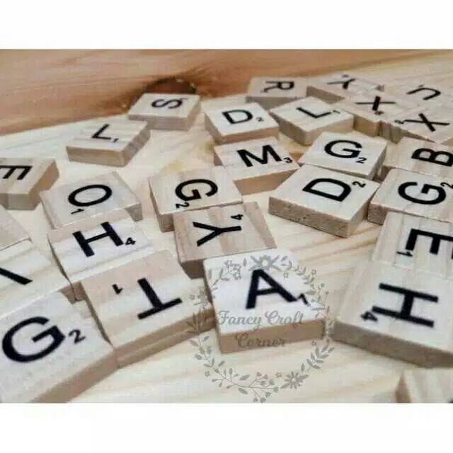 Jual Hiasan Kayu / Wooden Embelishment Model huruf scrabble 1 set ...
