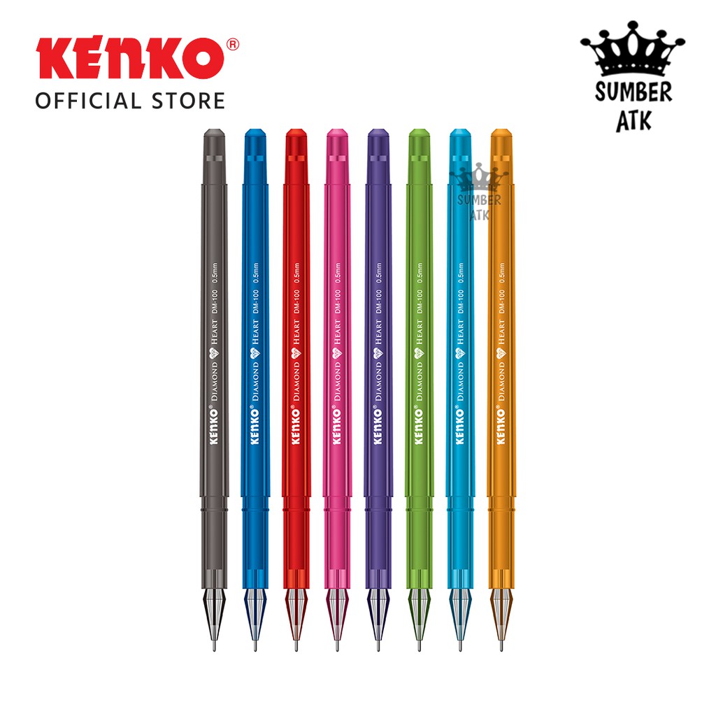 Jual Pena / Pulpen KENKO GEL PEN DM-100S8 Diamond Heart Mix 8 Colors ...